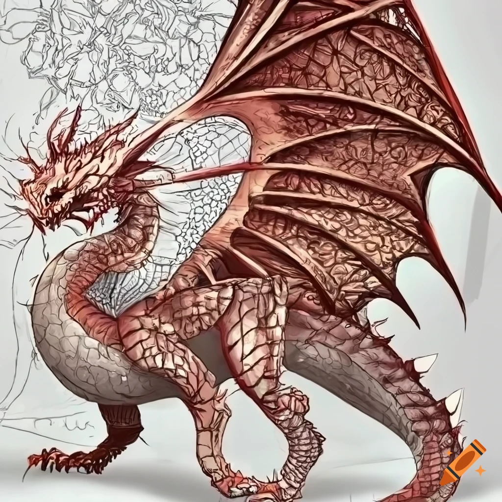 Dragon full length body, concept designs with side view, detailed ...