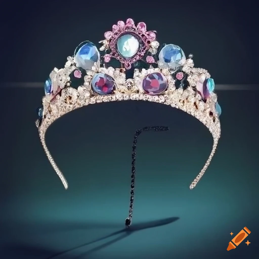 A small and heavily detailed unique, creative downturned noveau tiara ...