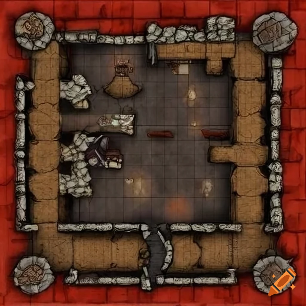 Roman-era tavern battle map for dungeons and dragons on Craiyon