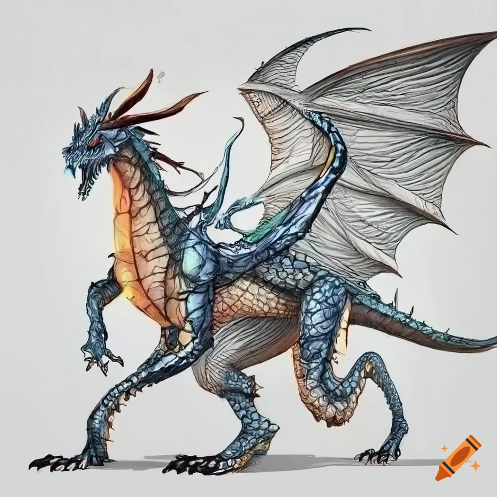 Dragon full length body, concept designs with side view, detailed ...