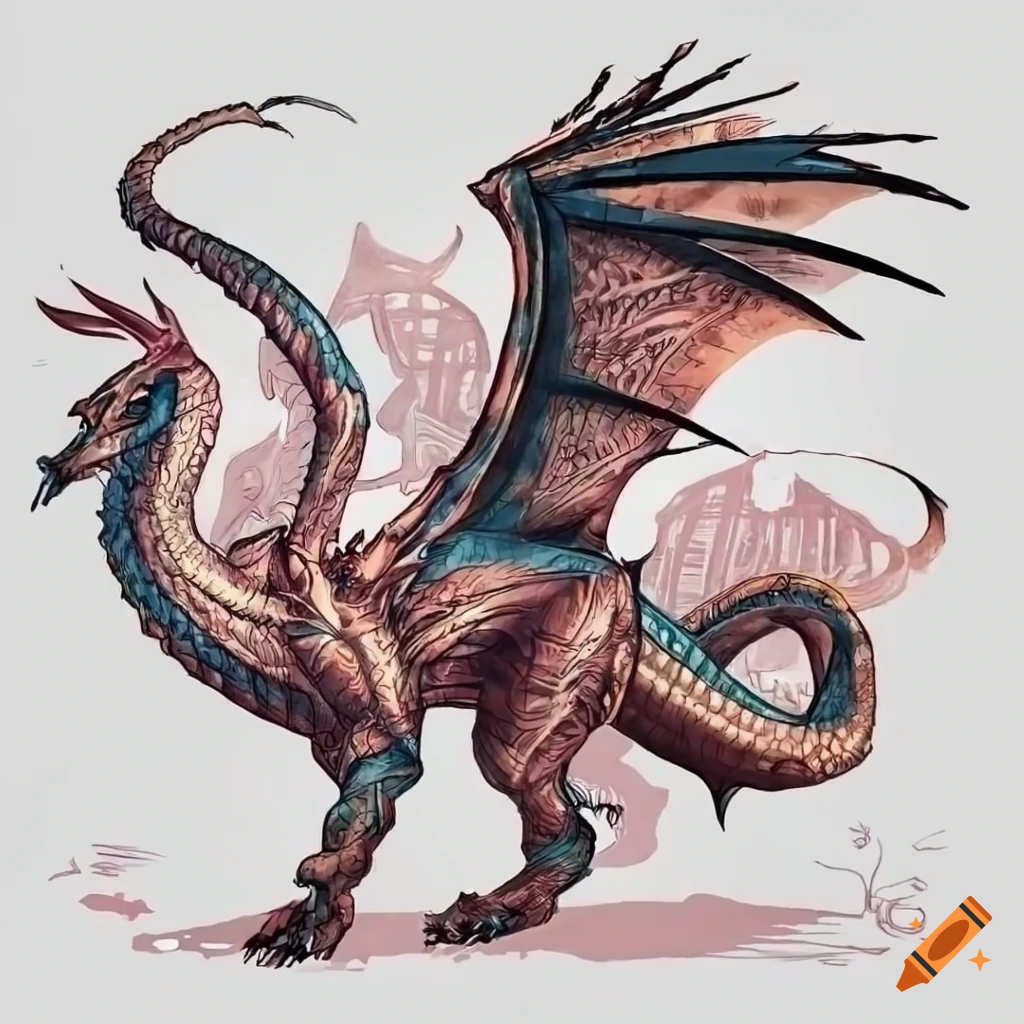 Dragon full length body, concept designs with side view, detailed ...
