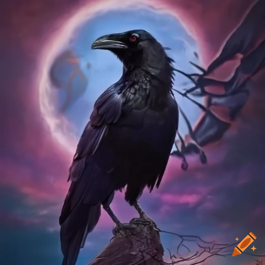 Raven , sun and moon