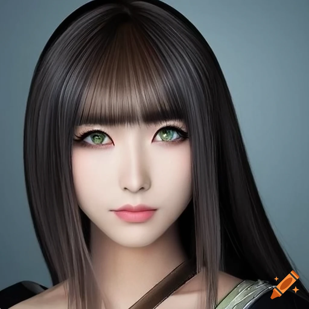 Beautiful Japanese Woman, ((Green eyes)), Detailed skin, Long hair, Symmetrical iris, Accurate ...