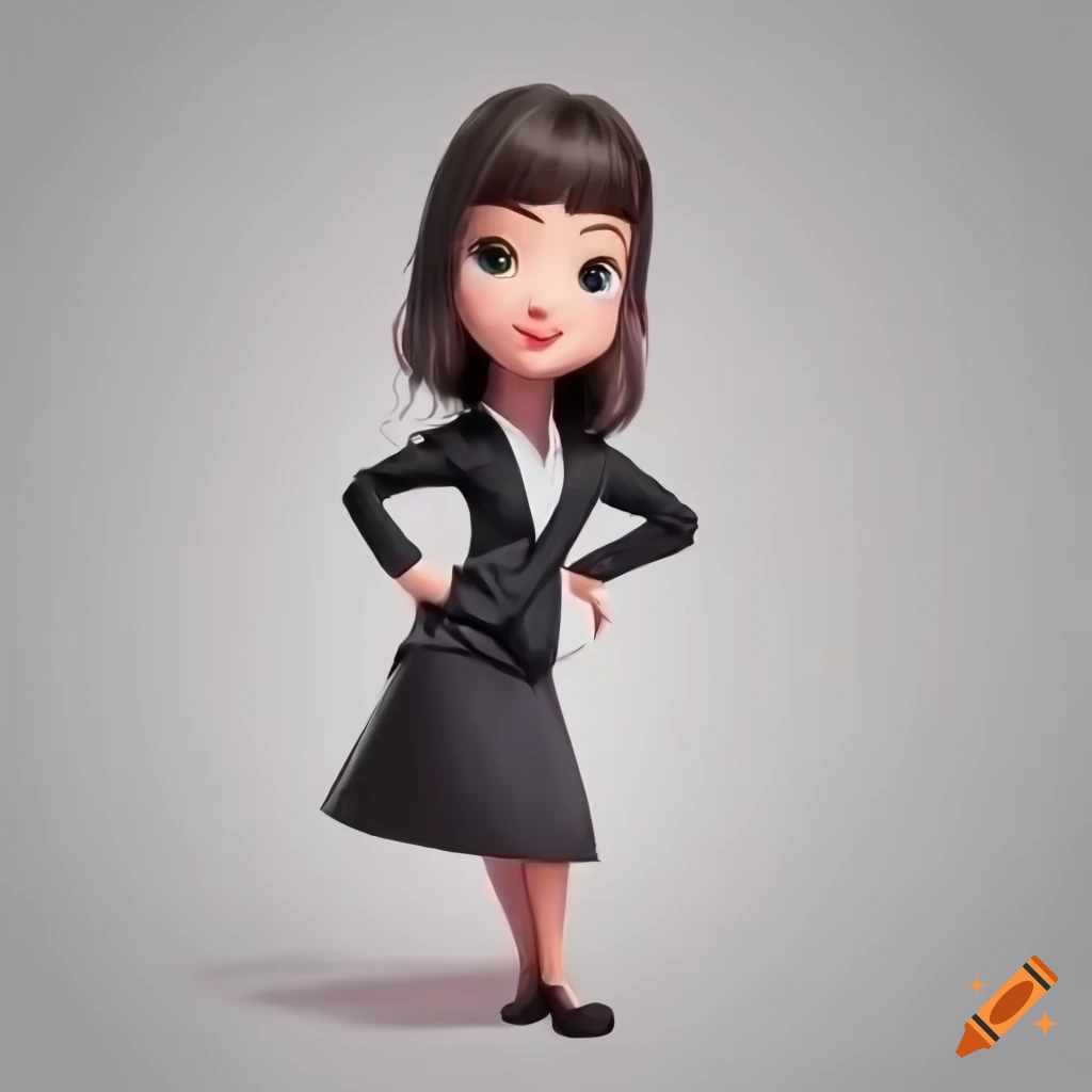 Cartoon character, business lady in ming lee suit, official skirt ...