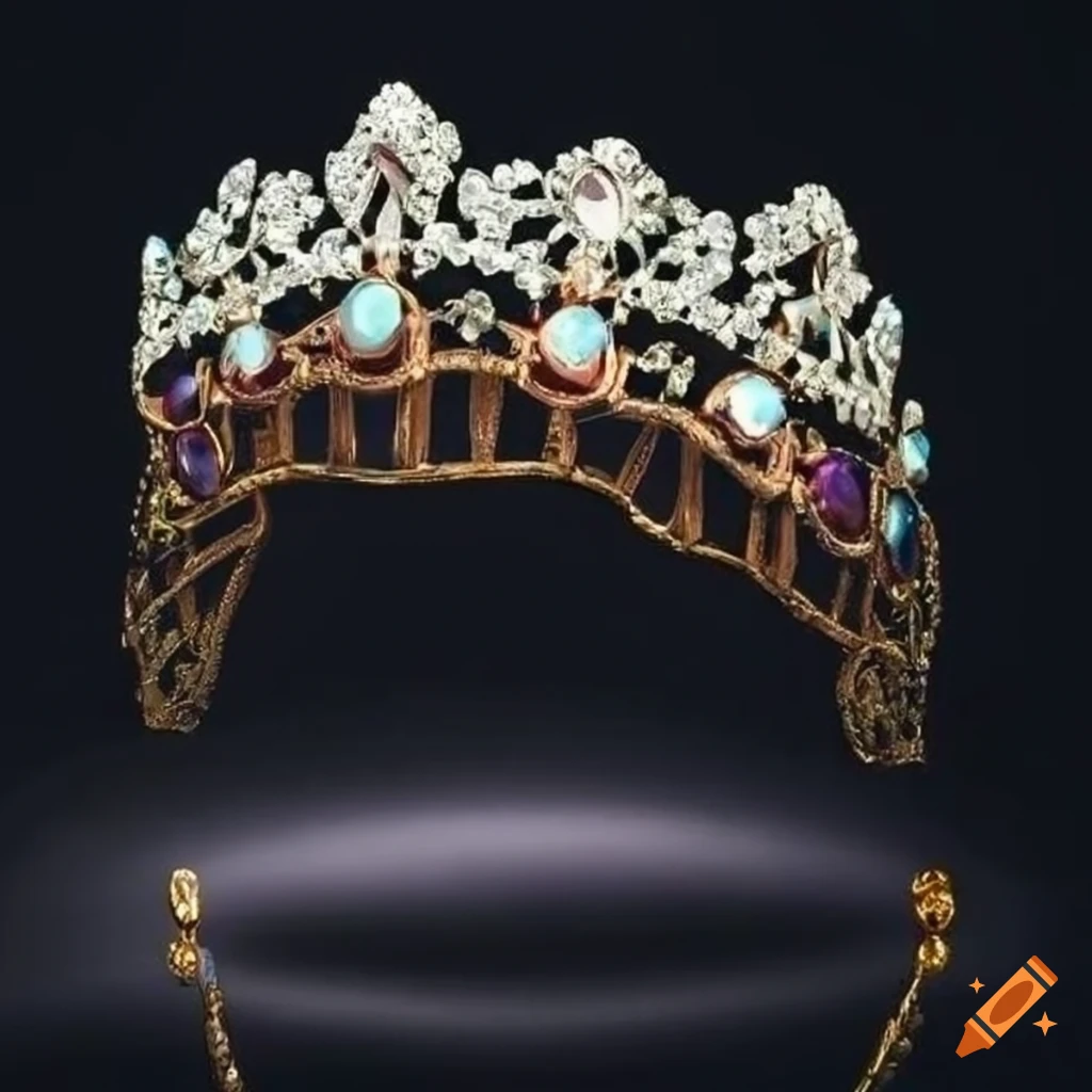 A small and heavily detailed unique, creative downturned noveau tiara ...