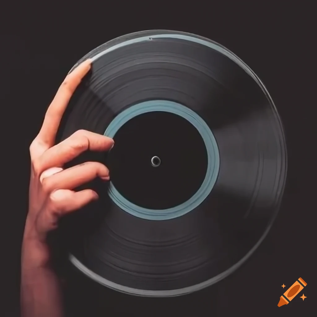 Hand holding a vintage vinyl record