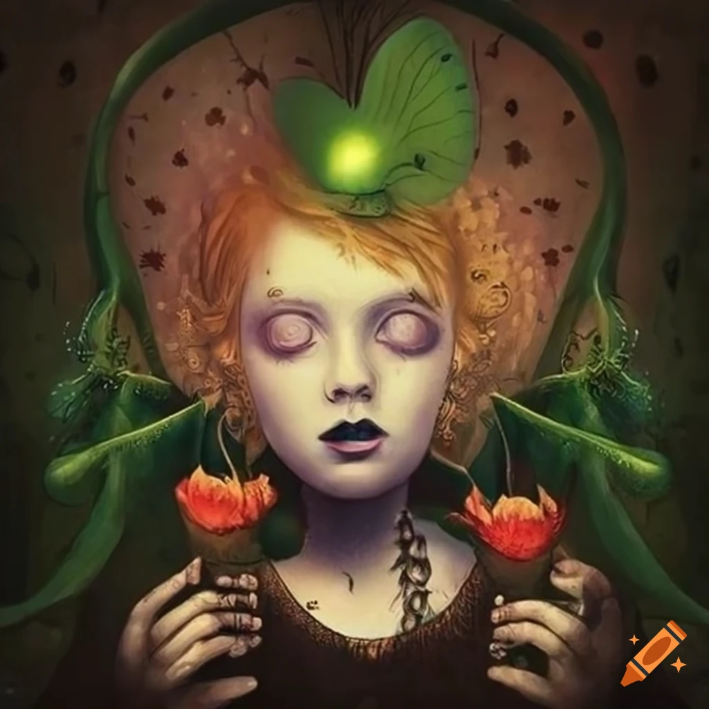 Lewis Carol Alice au pays des merveilles magic fireflies fumée plantes ...