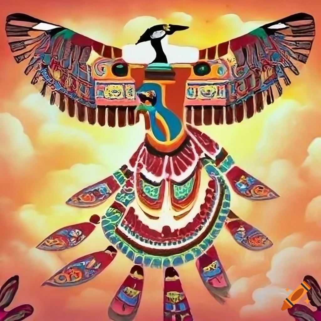 A mural of the Divine Falcon, A celestial falcon, its wings ...