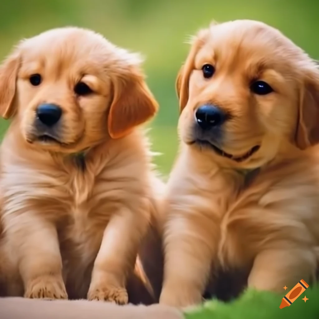 Multiple golden retriever puppies on Craiyon