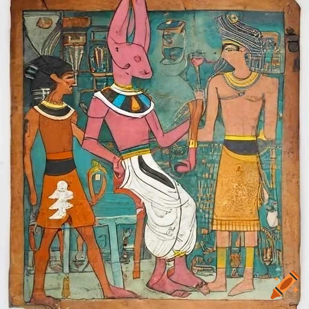 An ancient egyptian mural depicting beerus