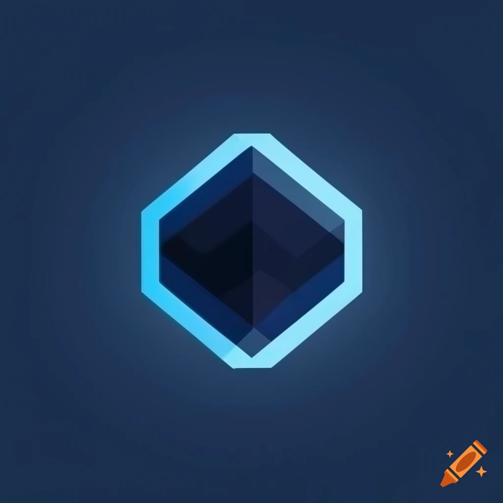 Hexagon logo of navy blue colour with mountain peak of dark gray colour ...