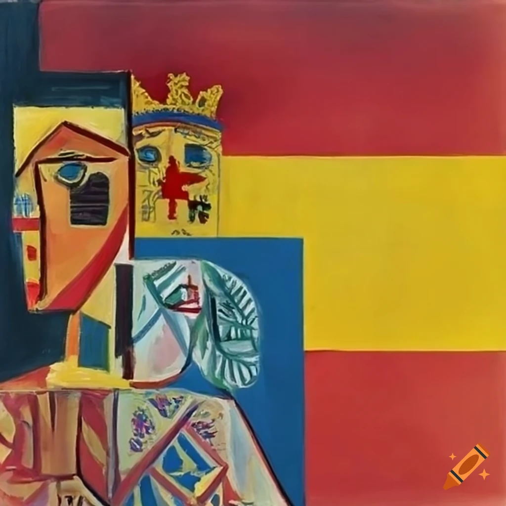 A flag from Spain painted by Pablo Picasso on Craiyon