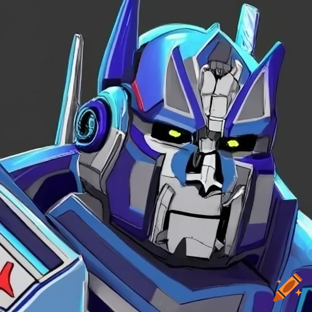 Sans transformer optimus silver dark-blue sans on Craiyon
