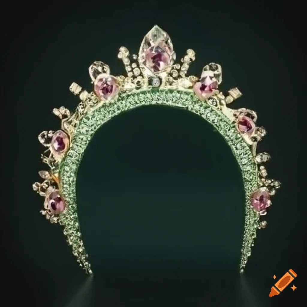A small and heavily detailed unique, creative downturned noveau tiara ...