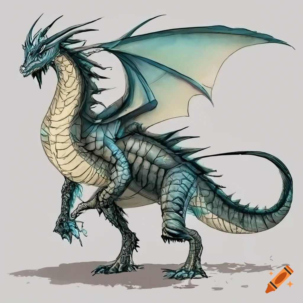 Dragon full length body, concept designs with side view, detailed ...
