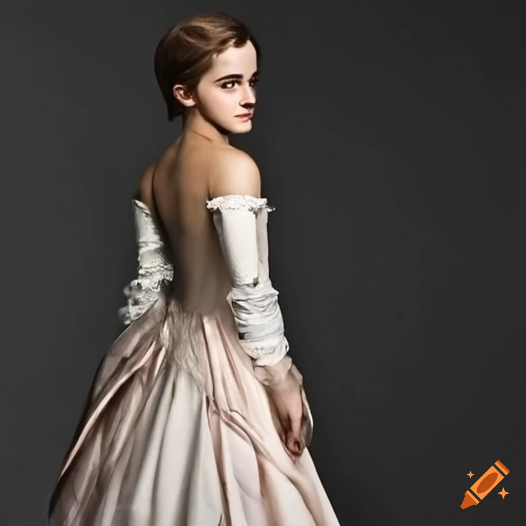 Young Emma watson in Victorian gown full front selfie balanced lighting ...