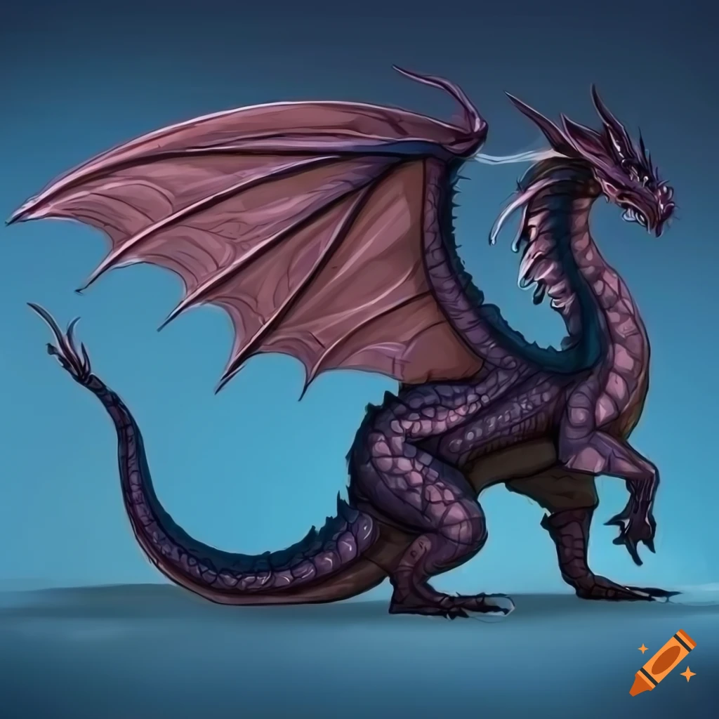Dragon full length body, concept designs with side view, detailed ...