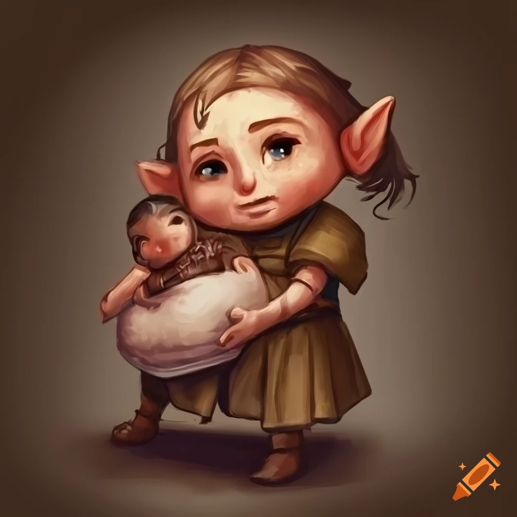 Fantasy, dnd, villager holding a baby