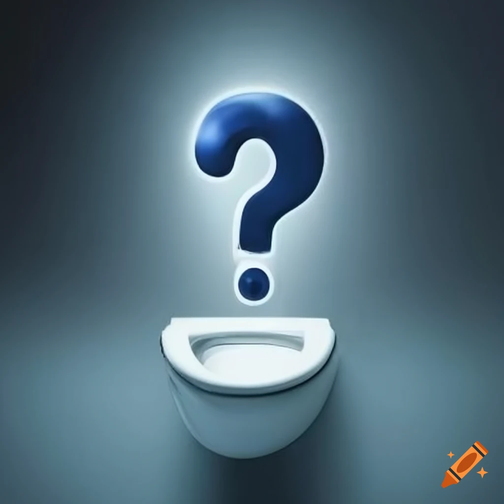 Question mark above a toilet