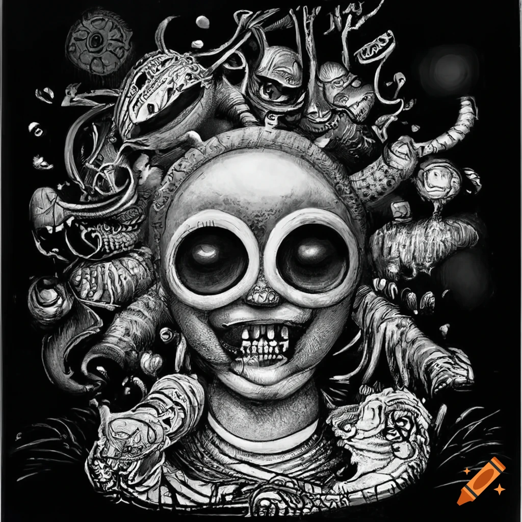 Joe fenton drawing decor scene black and white microcosme many ...