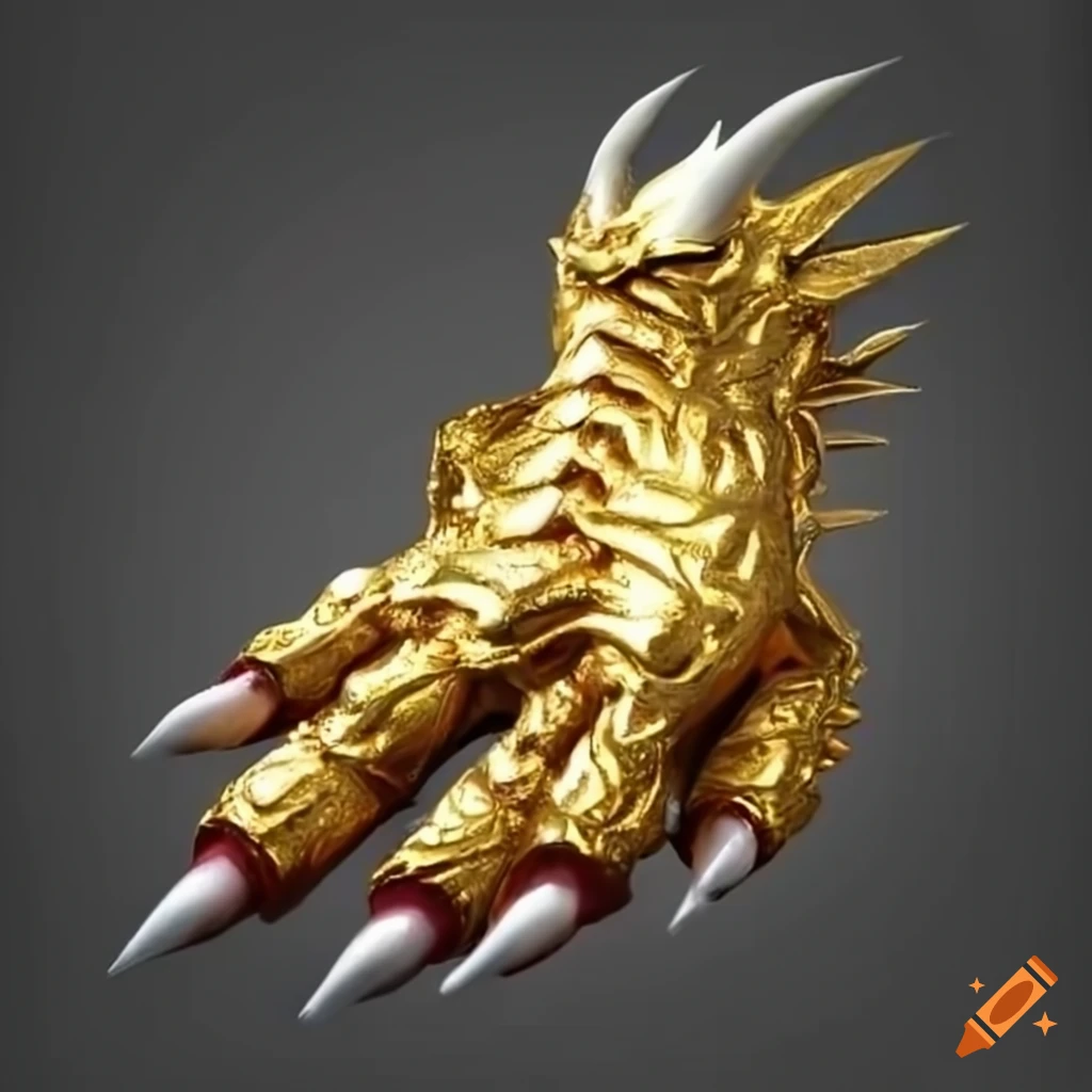 Gold_dragon_hand_with_white_colored_claws on Craiyon