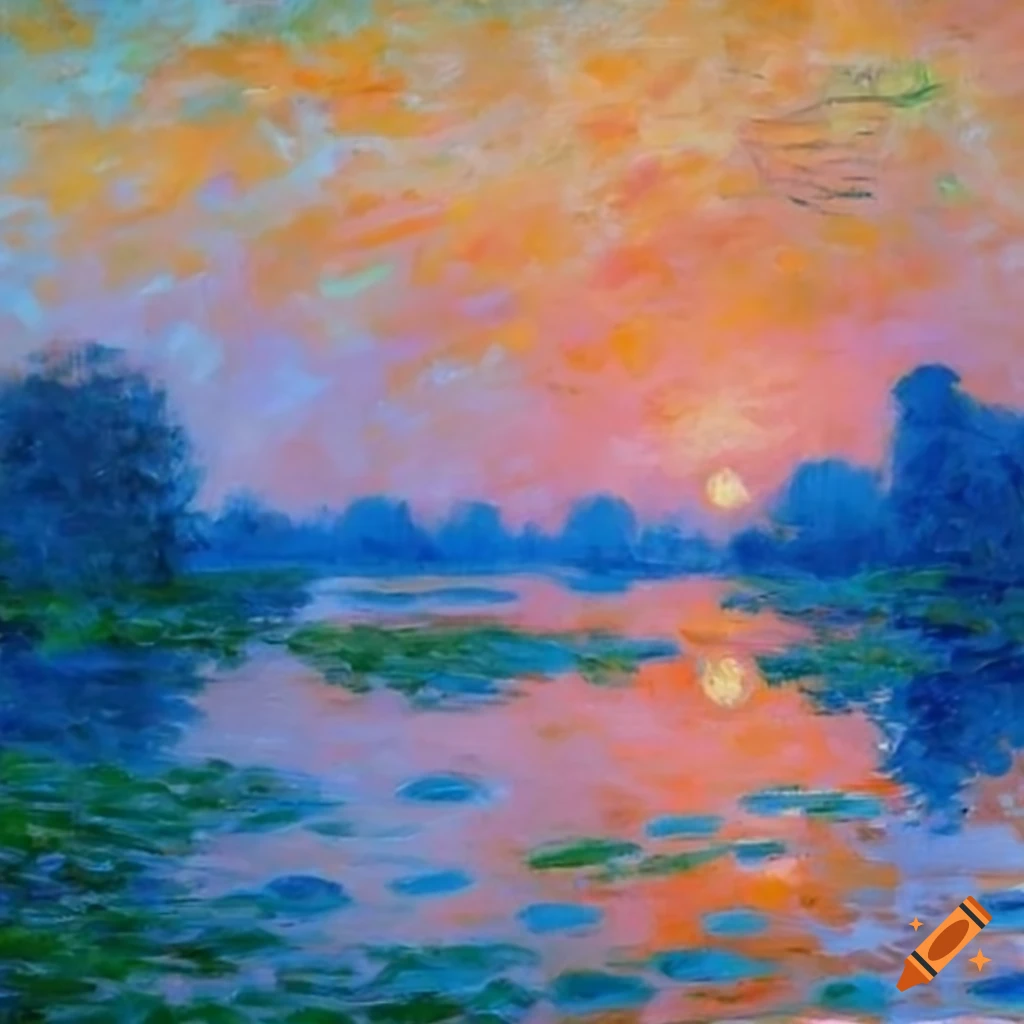 A landscape painting in the style of claude monet