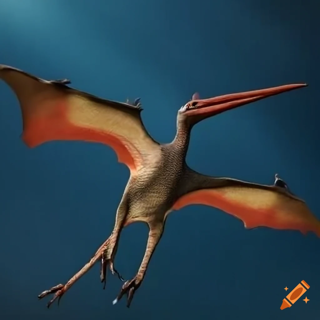 Photorealistic picture of flying pterodactylus
