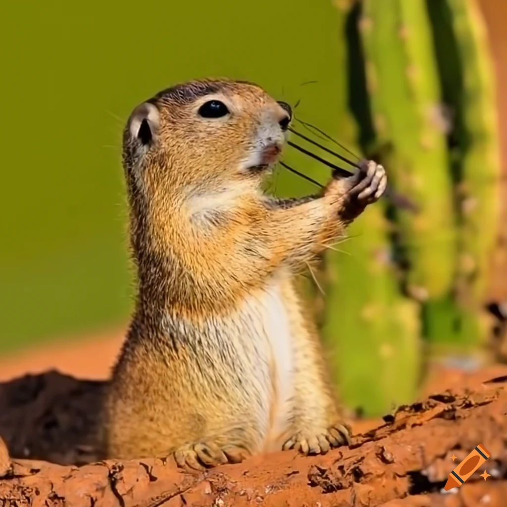 Gopher eating san pedro cactus with psycadelic background on Craiyon