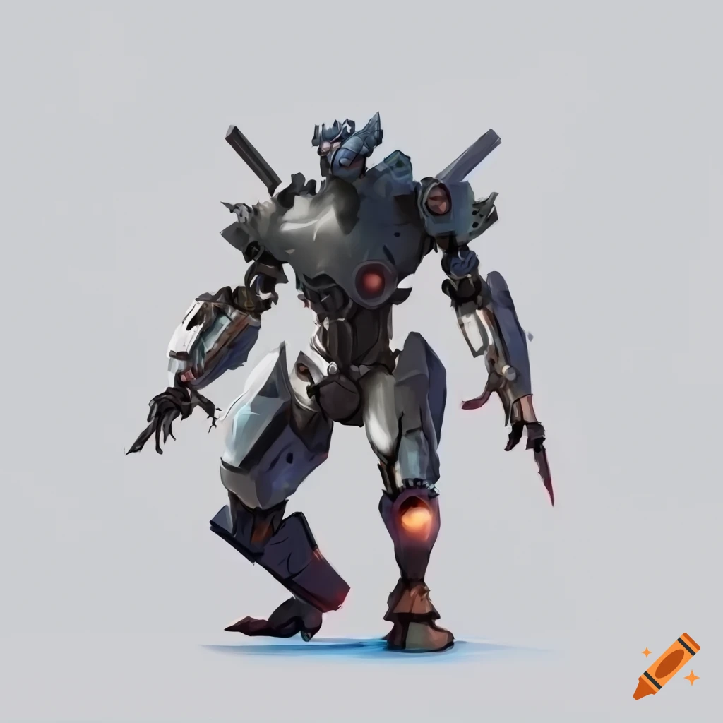 Mecha Character White Background