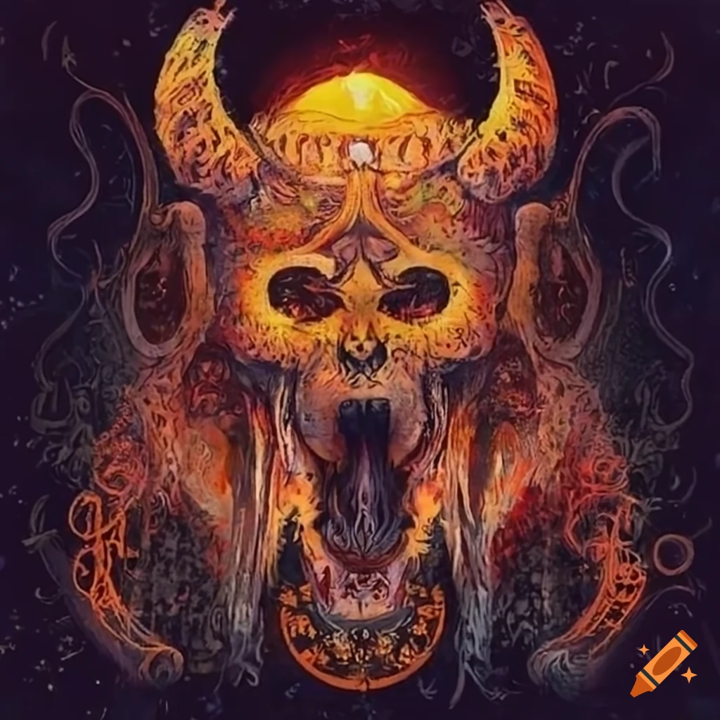 Slavic demons on the background of magical symbols on Craiyon