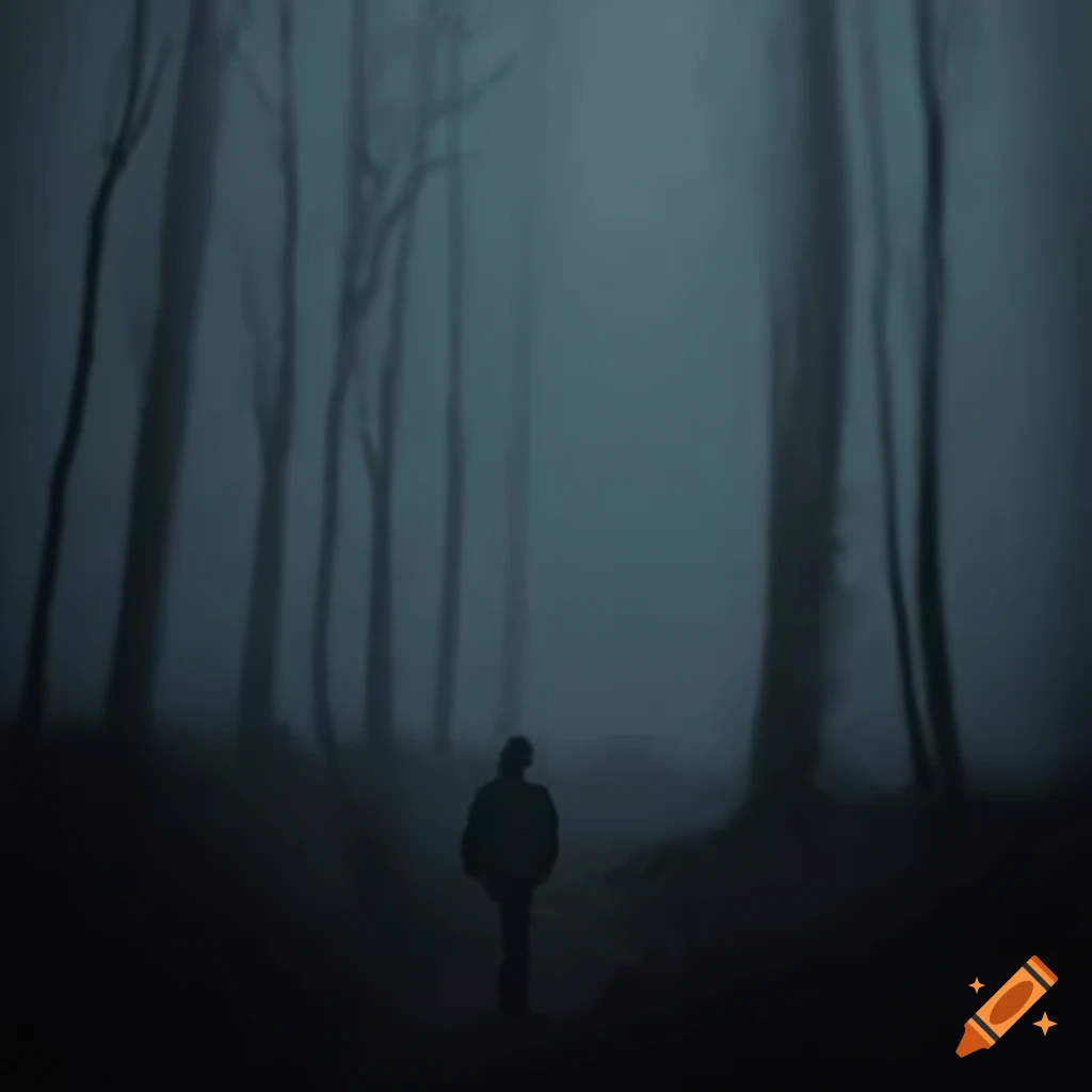 Two people standing in a Mysterious darkness enveloping the eerie ...