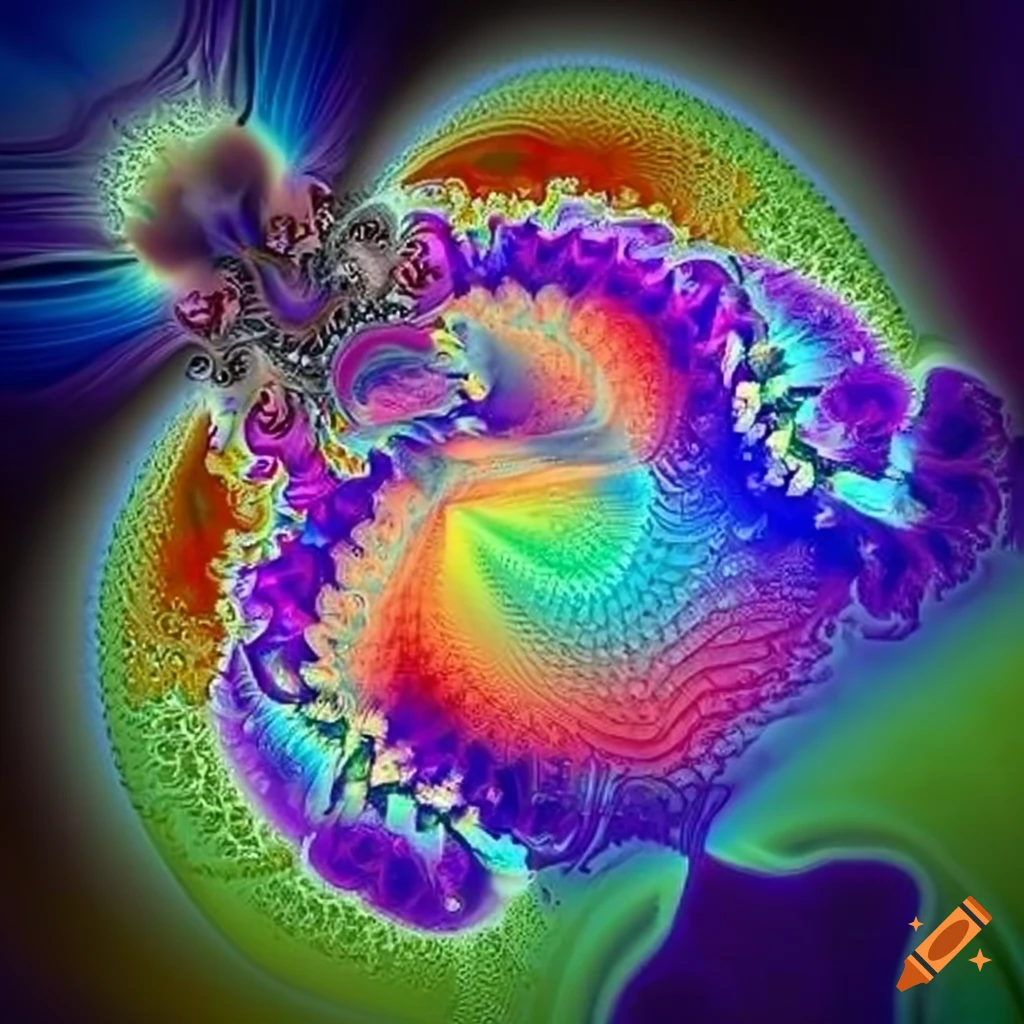 Fractal flower biblical angel rainbow on Craiyon