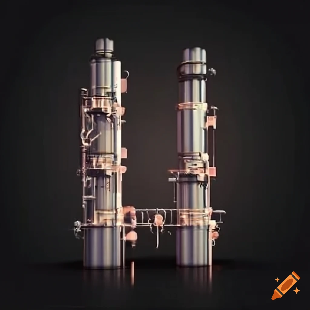 Two chemical distillation columns connected to multiple reactors in an ...