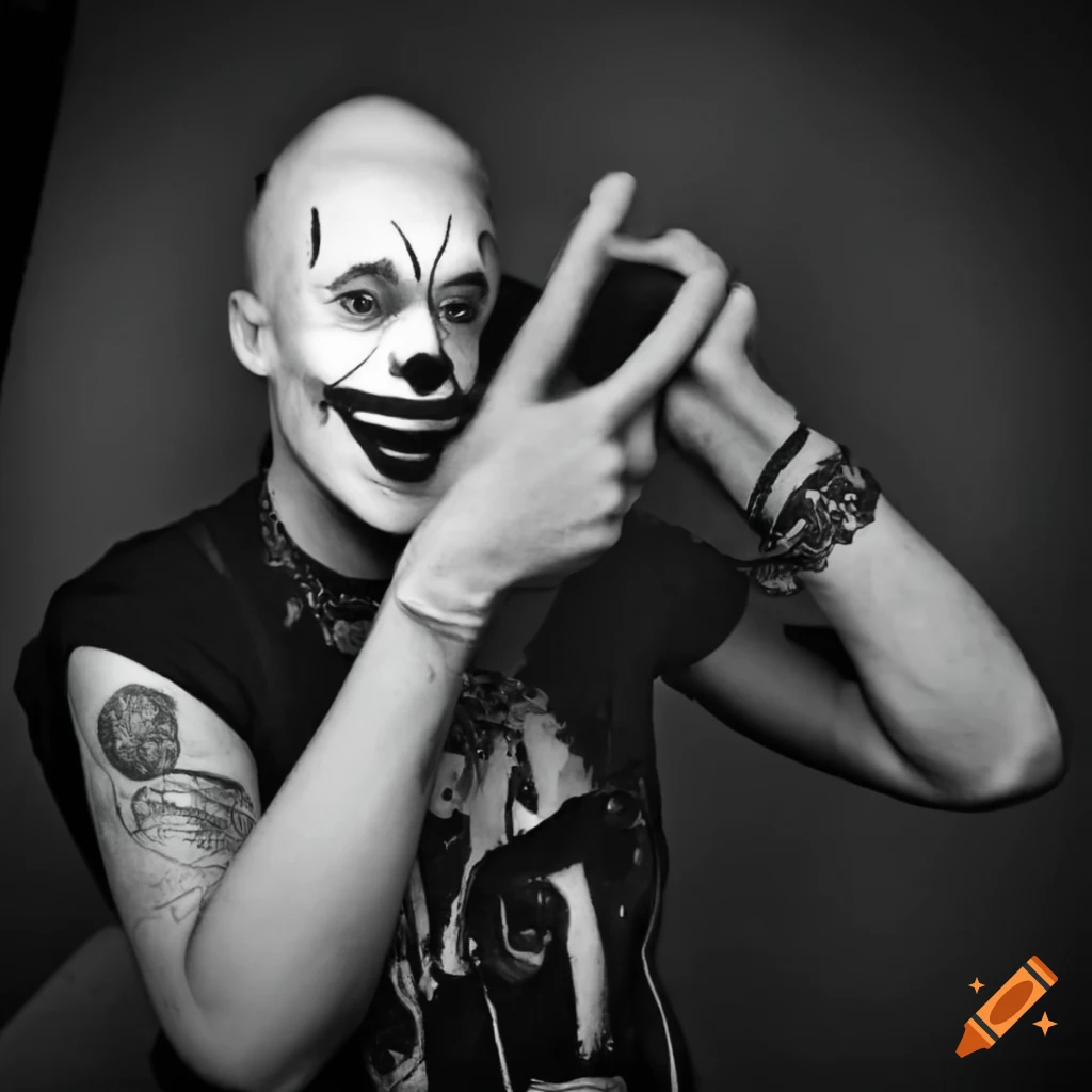 Punk mosh pit punk clowns drummer black and white