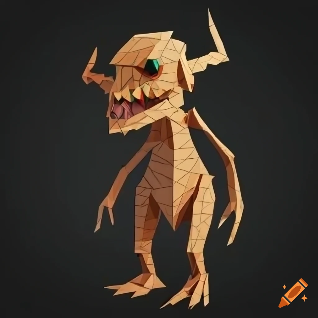 Reference low poly wooden monster