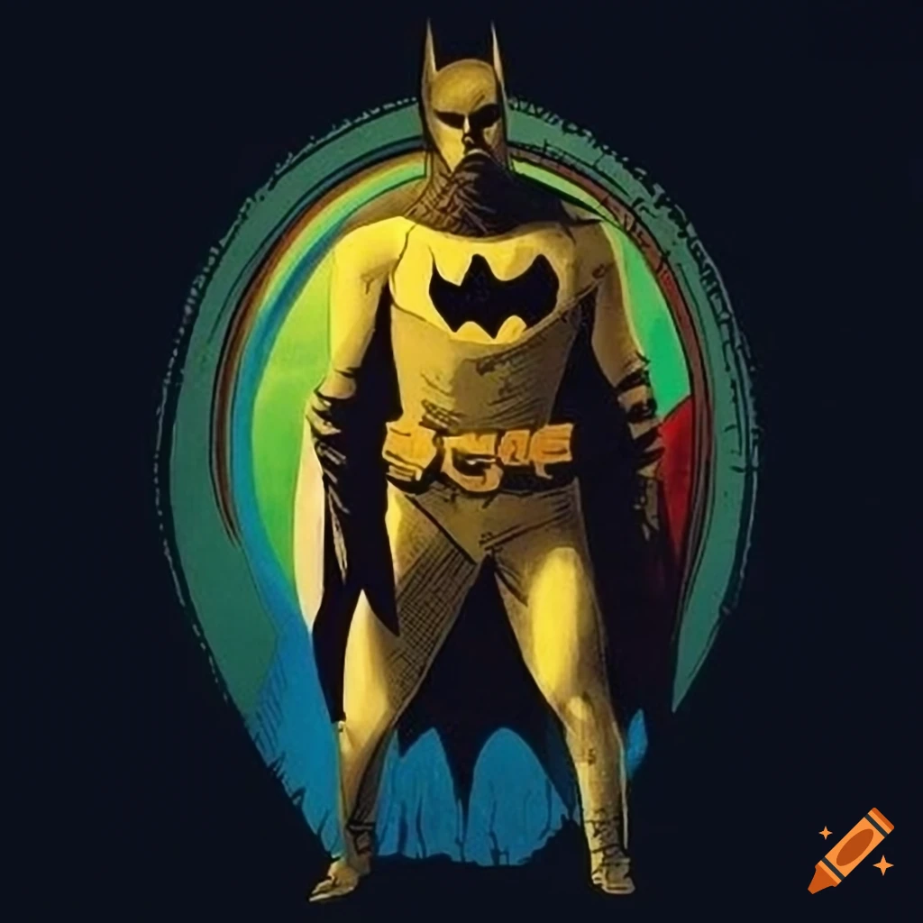 Decò art vintage war propaganda poster with batman