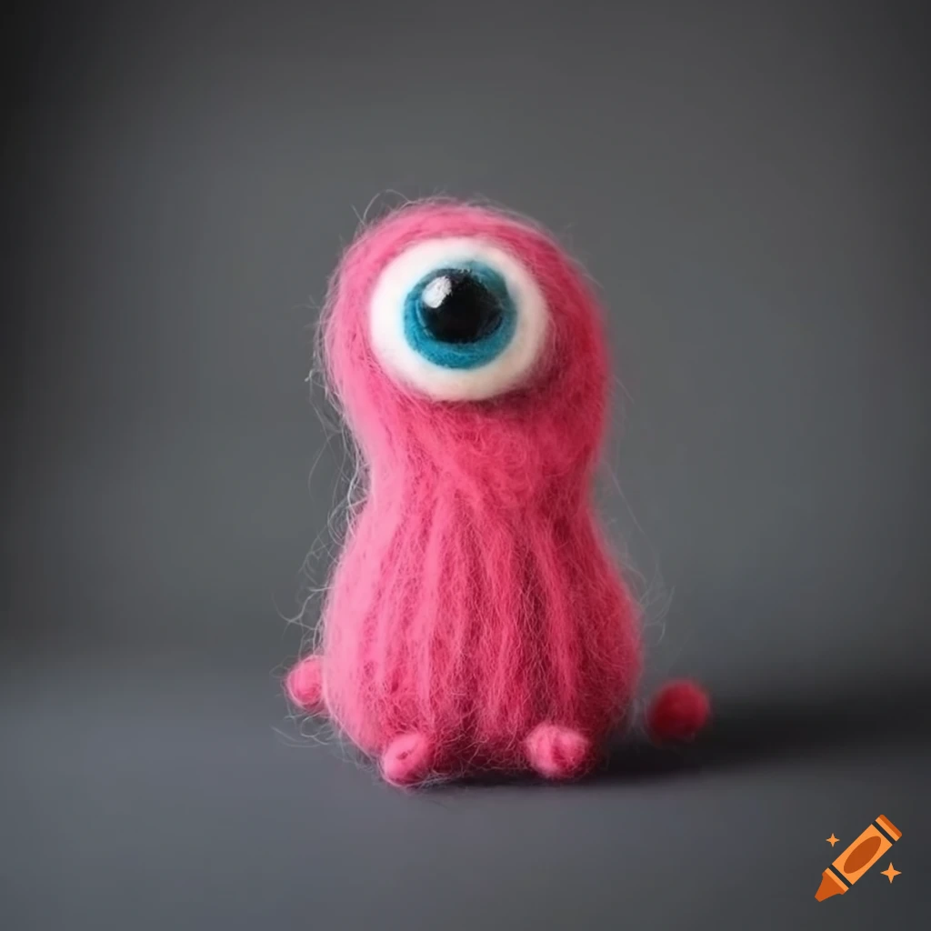Felted wool cute monster