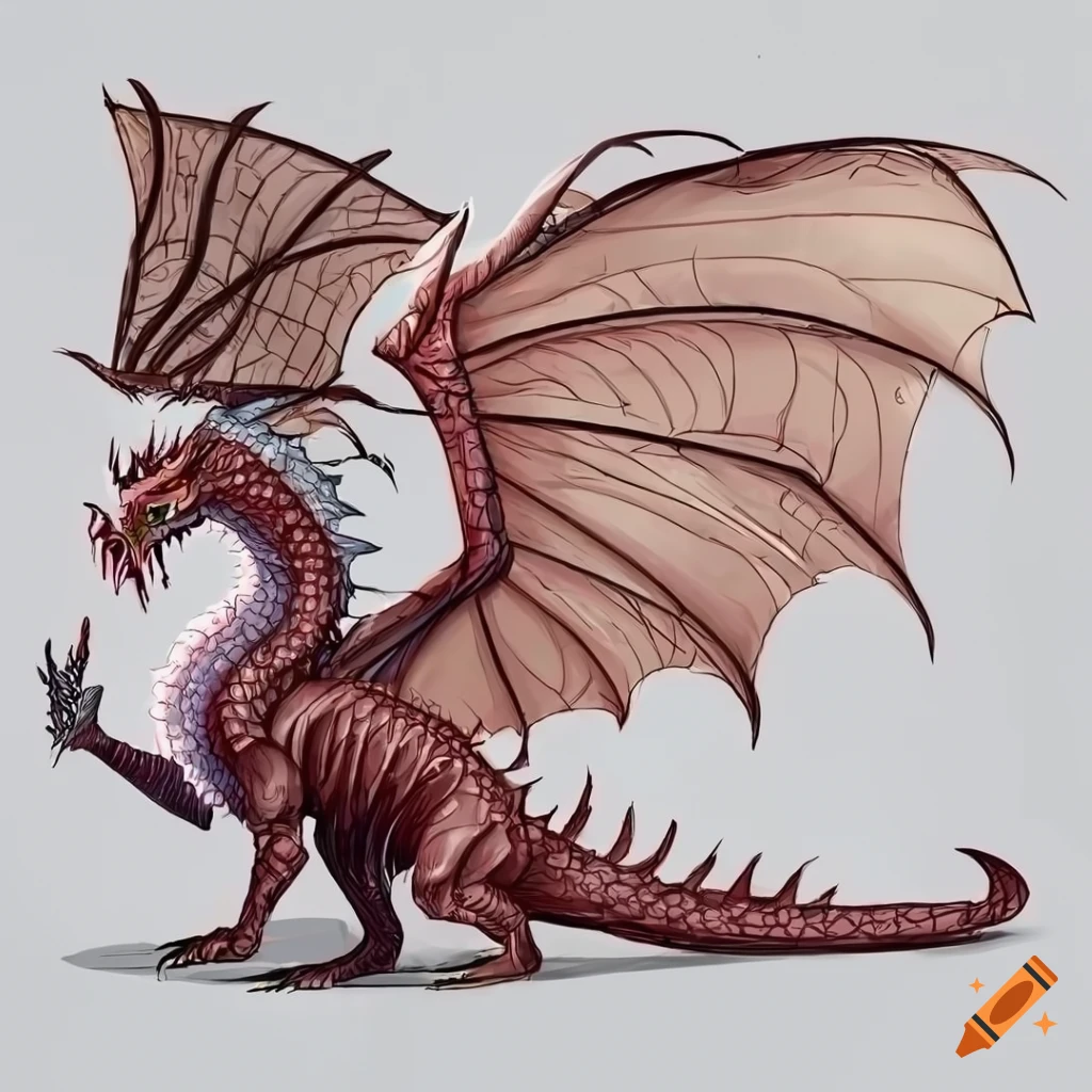 Dragon full length body, concept designs with side view, detailed ...
