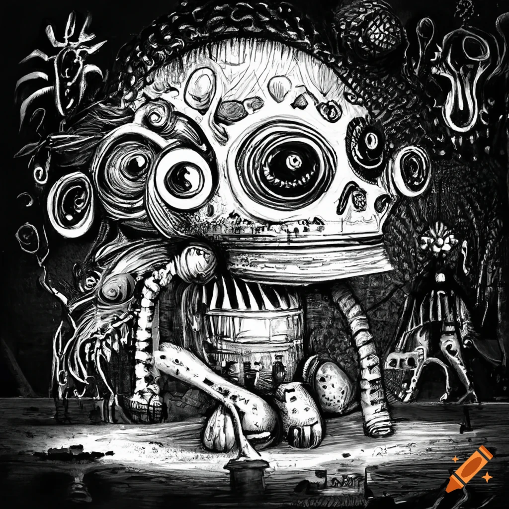 Joe fenton drawing decor scene black and white microcosme many ...