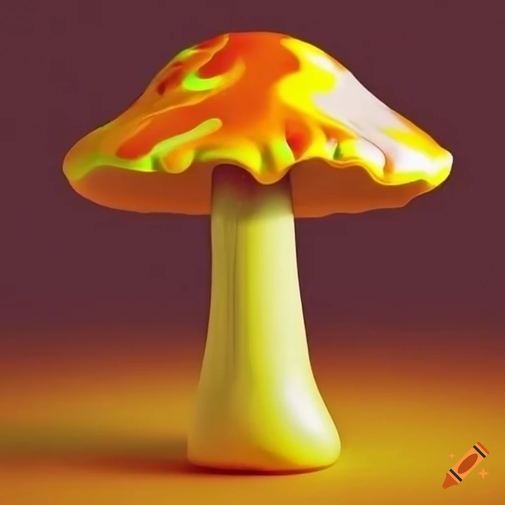 Trippy melting golden mushrooms