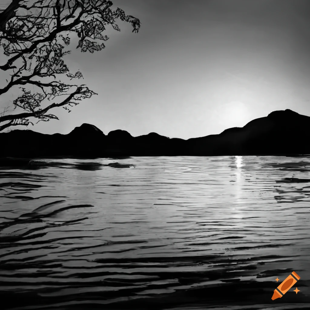 Sun rising, black and white