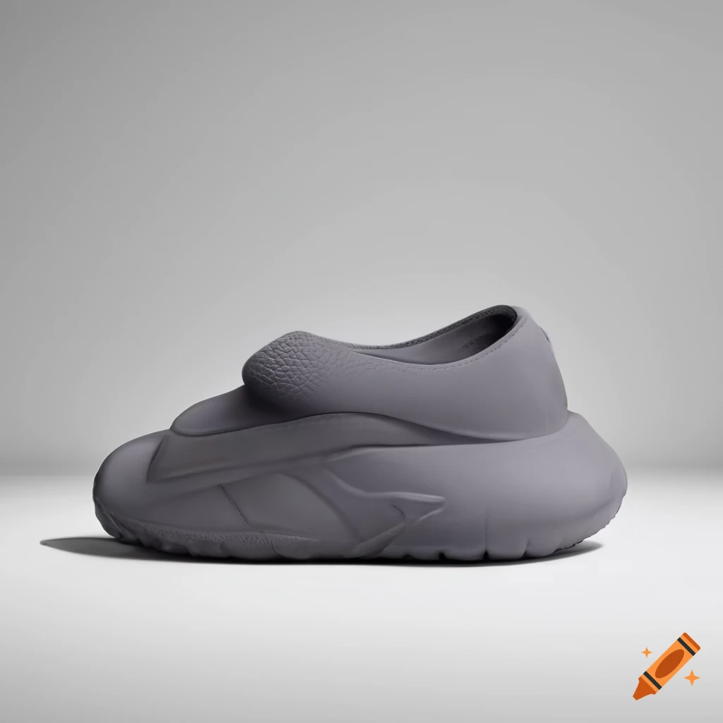 Side view. futuristic laceless blob yeezy slipper collaboration with ...