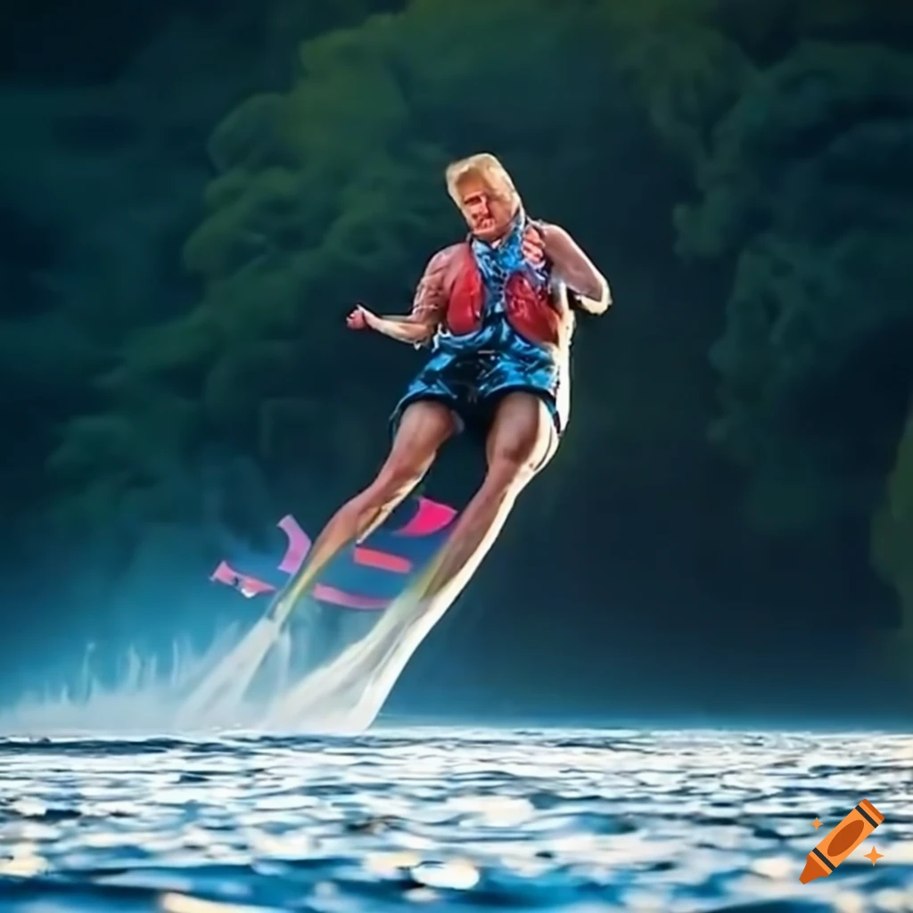 Donald trump waterskiing on Craiyon