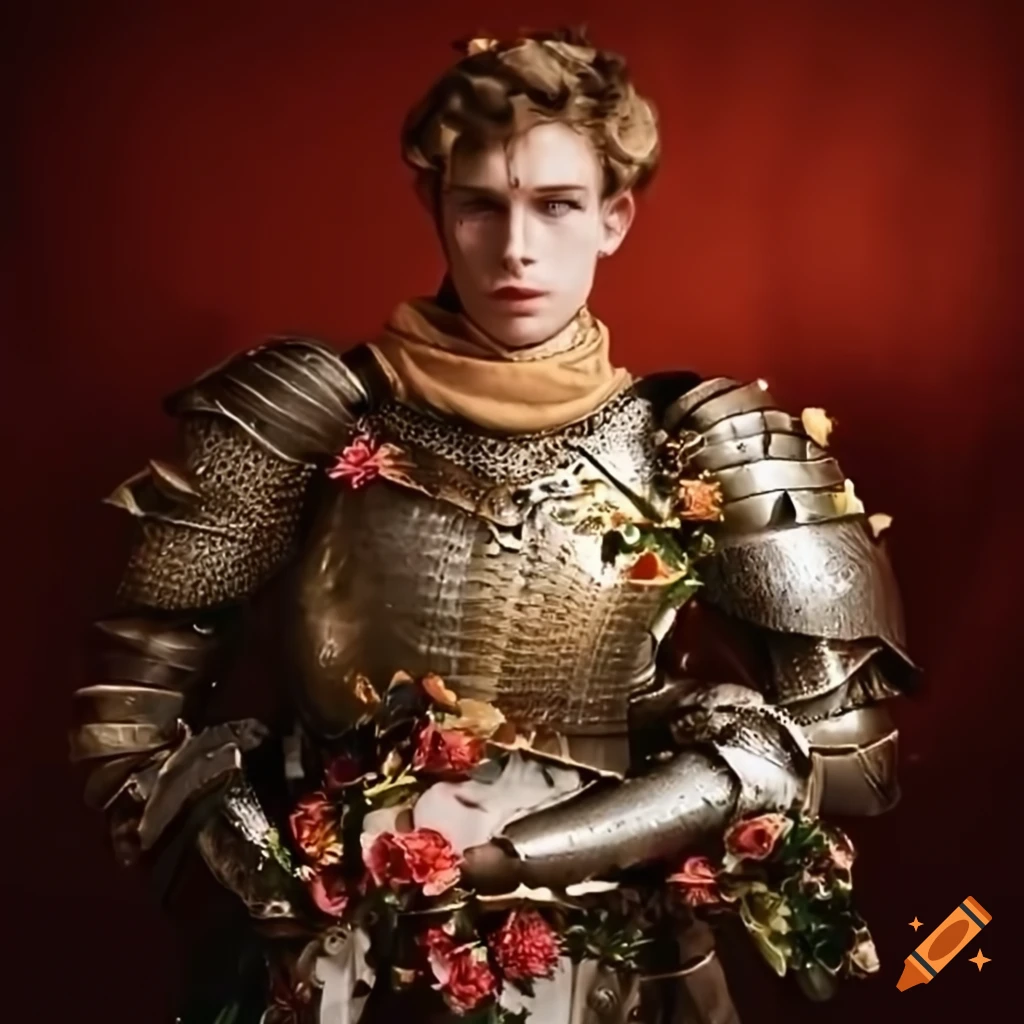 Male knight of flowers with armor made of flowers