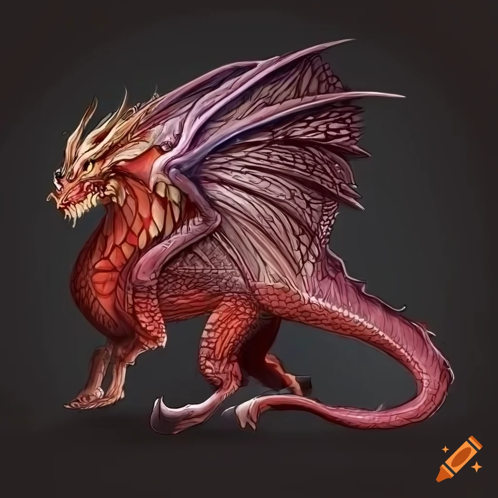 Dragon full length body, concept designs with side view, detailed ...