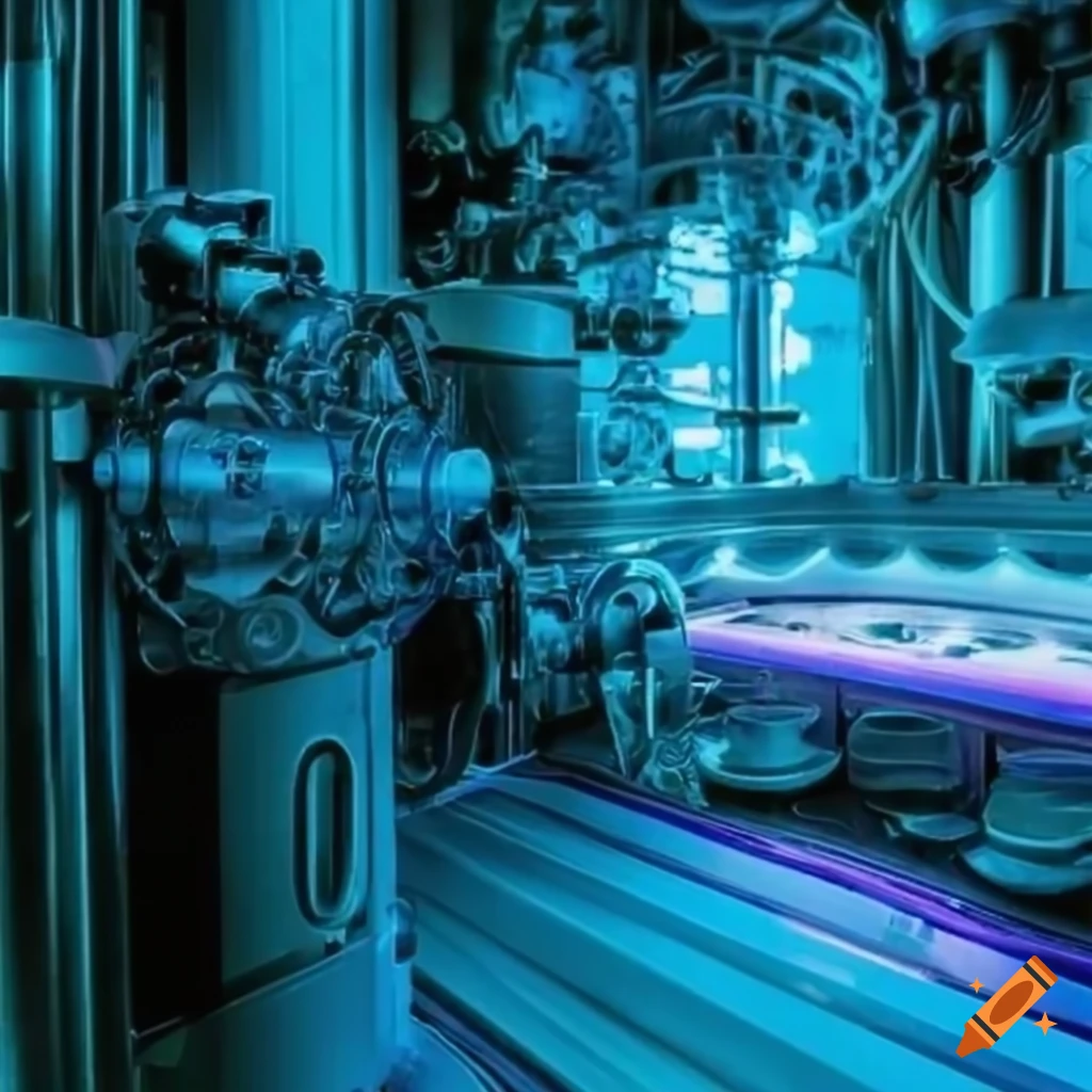 Futuristic fairy aesthetic mechanical food factory interior on Craiyon