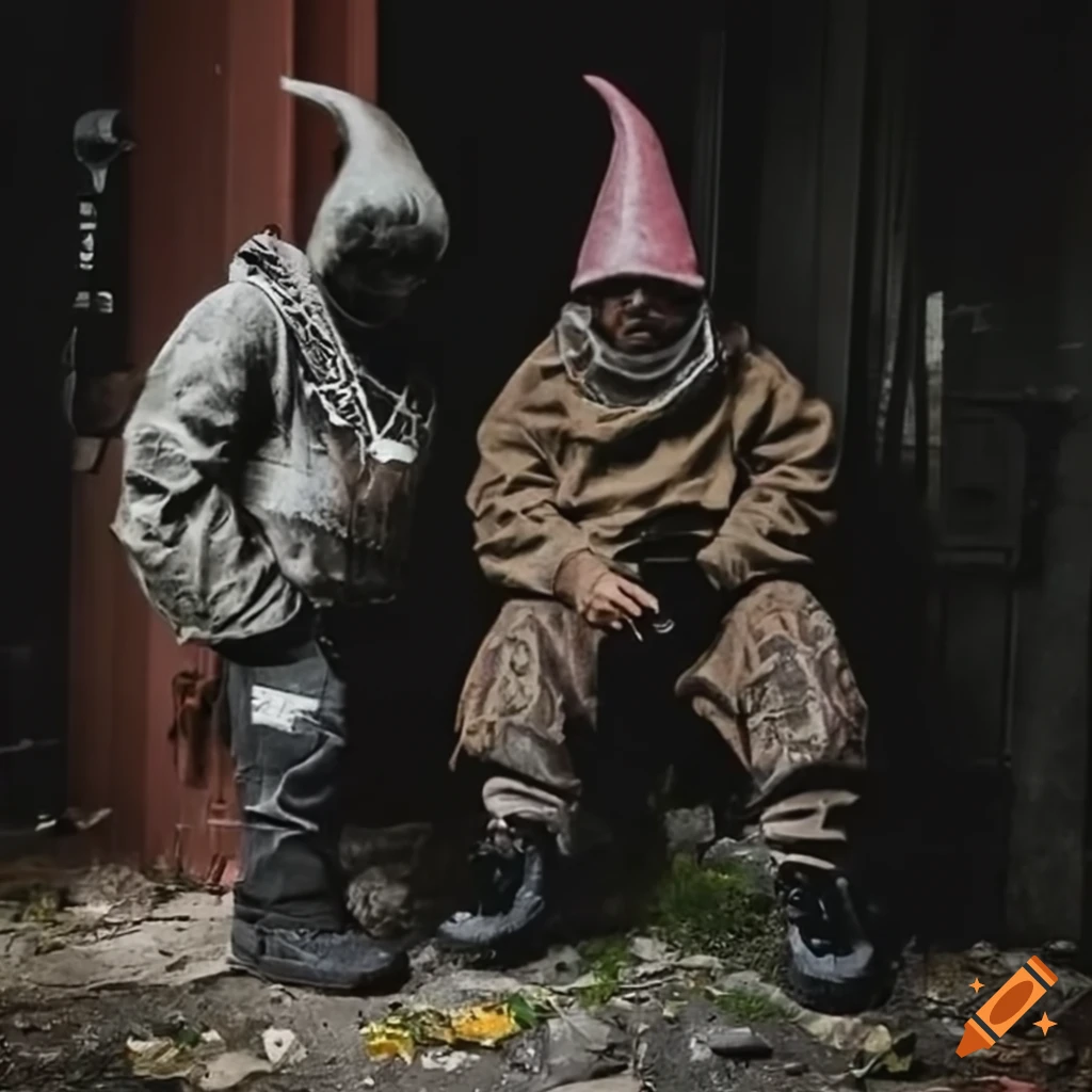 Tha gnomies rap album cover, two gnomes in streetwear posing ...
