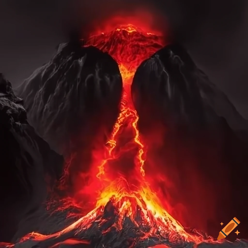 Black red volcano power banner on Craiyon