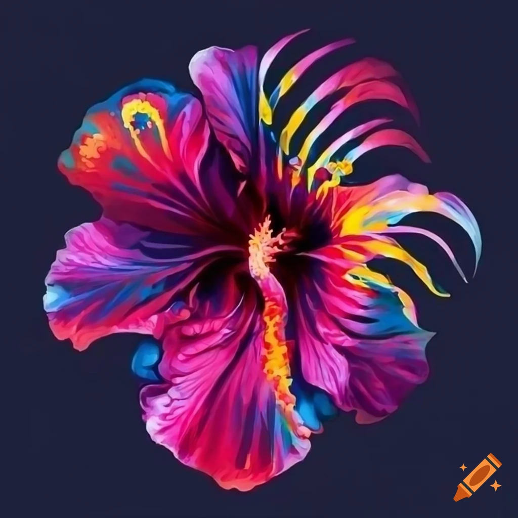 Vibrant hibiscus flower with intricate details in Turnowsky art style ...