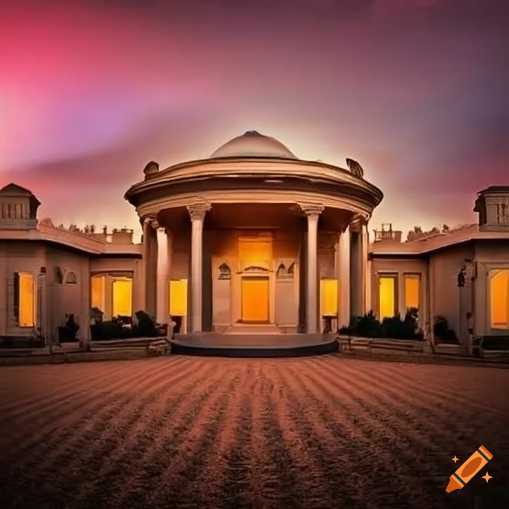 Large desert mansion with a rotunda on Craiyon